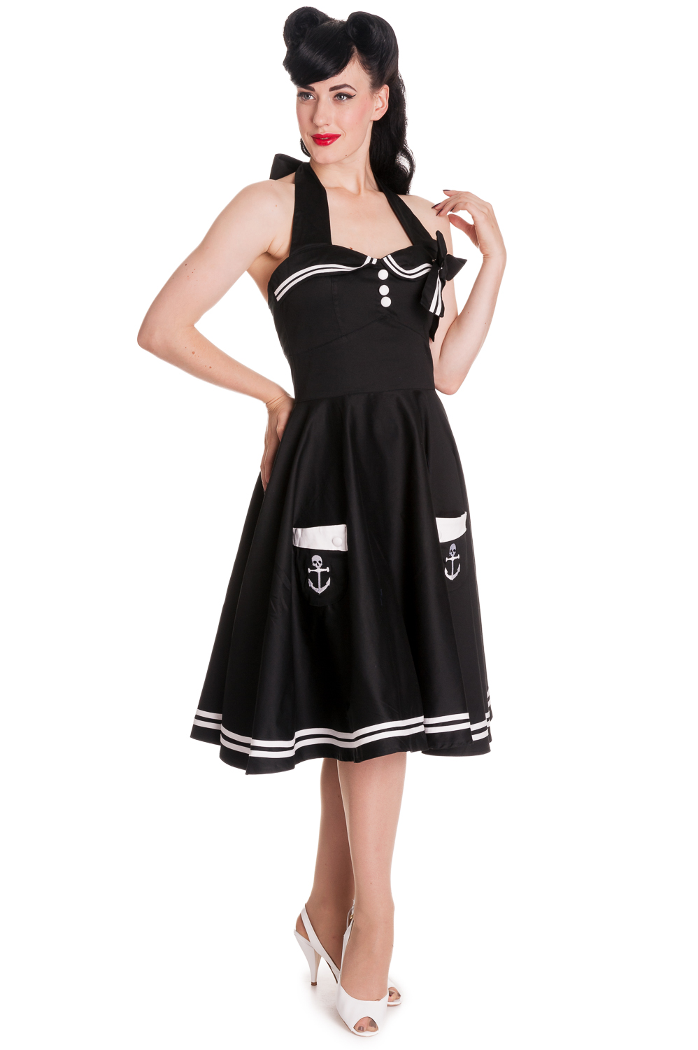 Rkp1 Hell Bunny Motley 50s Retro Sailor Pin Up Dress Rockabilly Swing